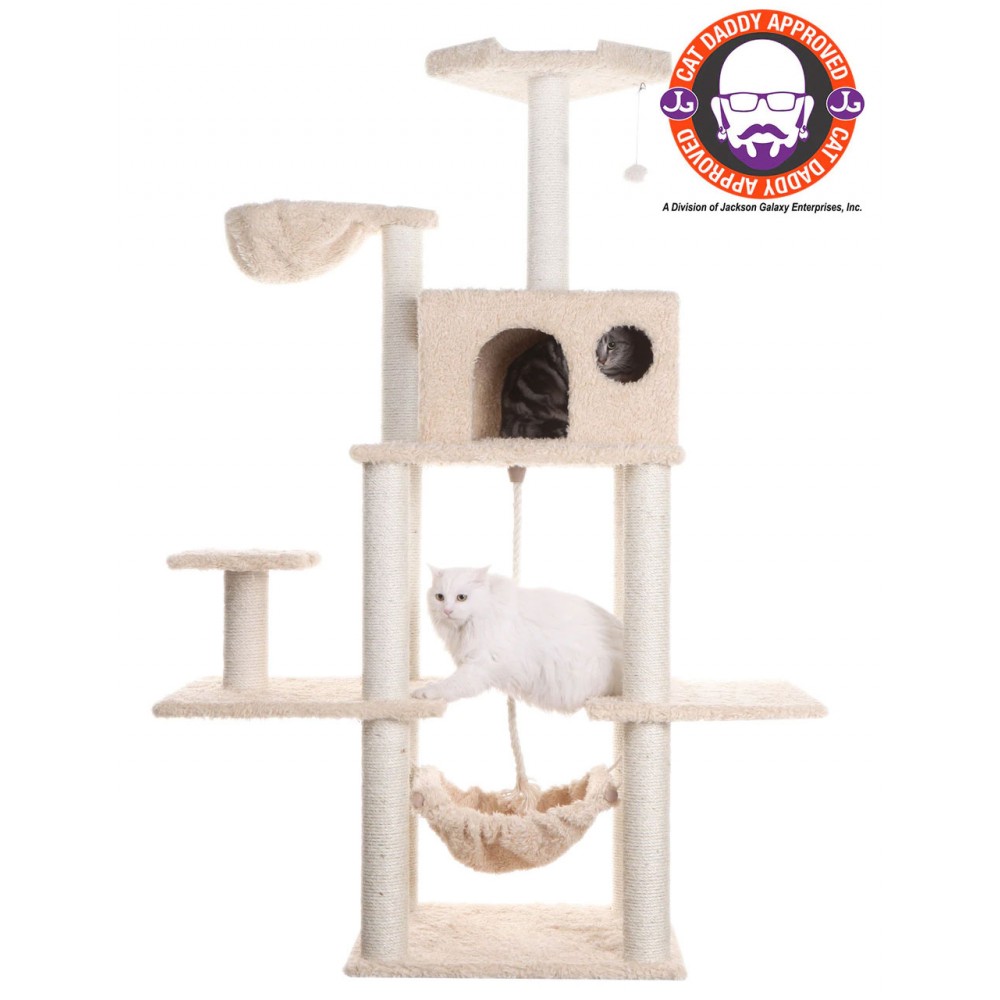 Tall Cat Tower with Two Hammocks, Rope & Bed