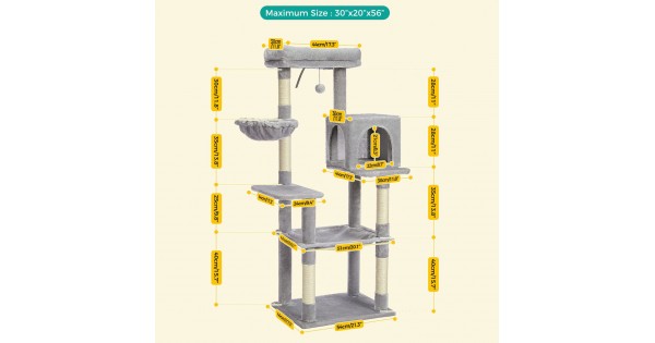 Gray Cat Climber with Hammock