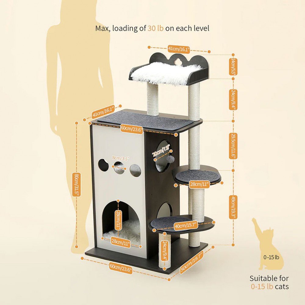 Modern Two-Story Cat Condo for Large Cats