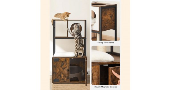 Modern Cat Tree with Litter Box House