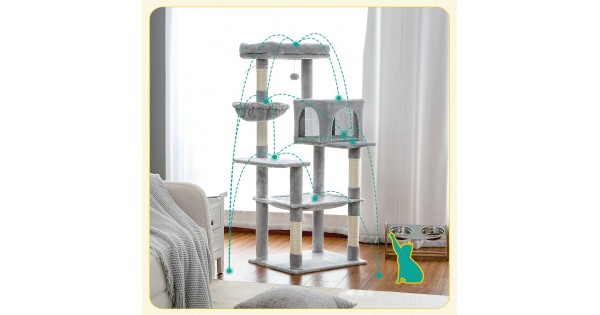 Gray Cat Climber with Hammock