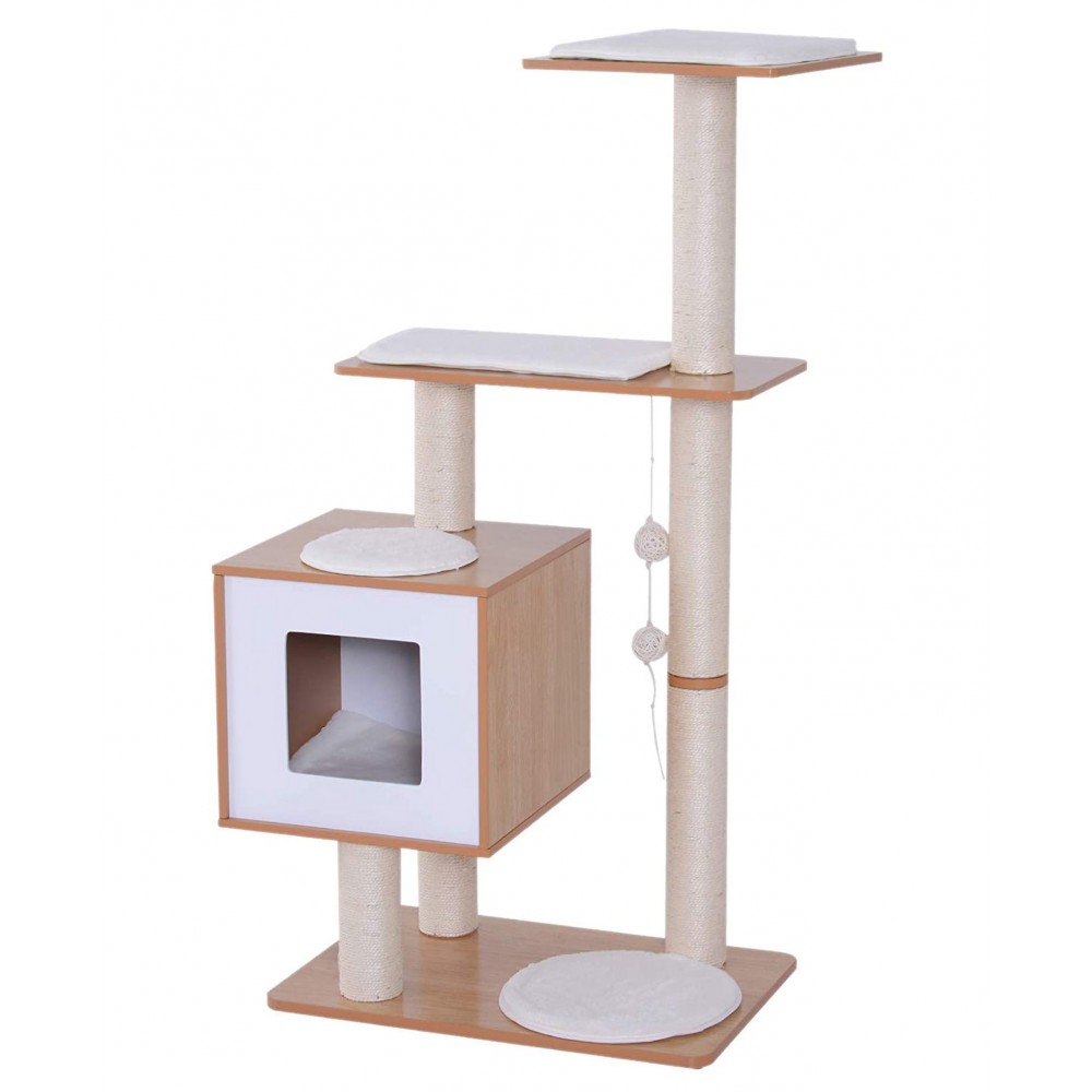 Modern Wood Cat Scratching Tree