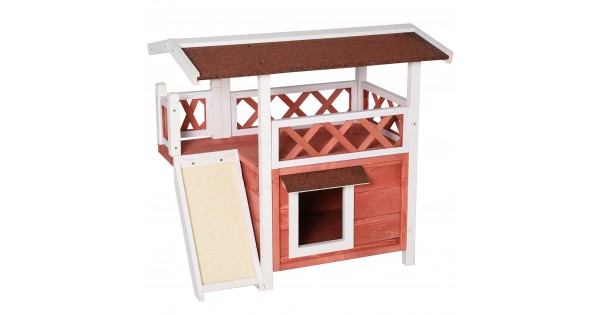 Small Cat House Made of Solid Fir Wood