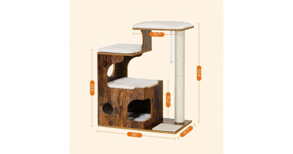 Small Modern Design Cat Tree with Hideaway & Perch