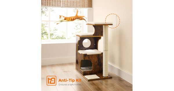 Small Modern Design Cat Tree with Hideaway & Perch